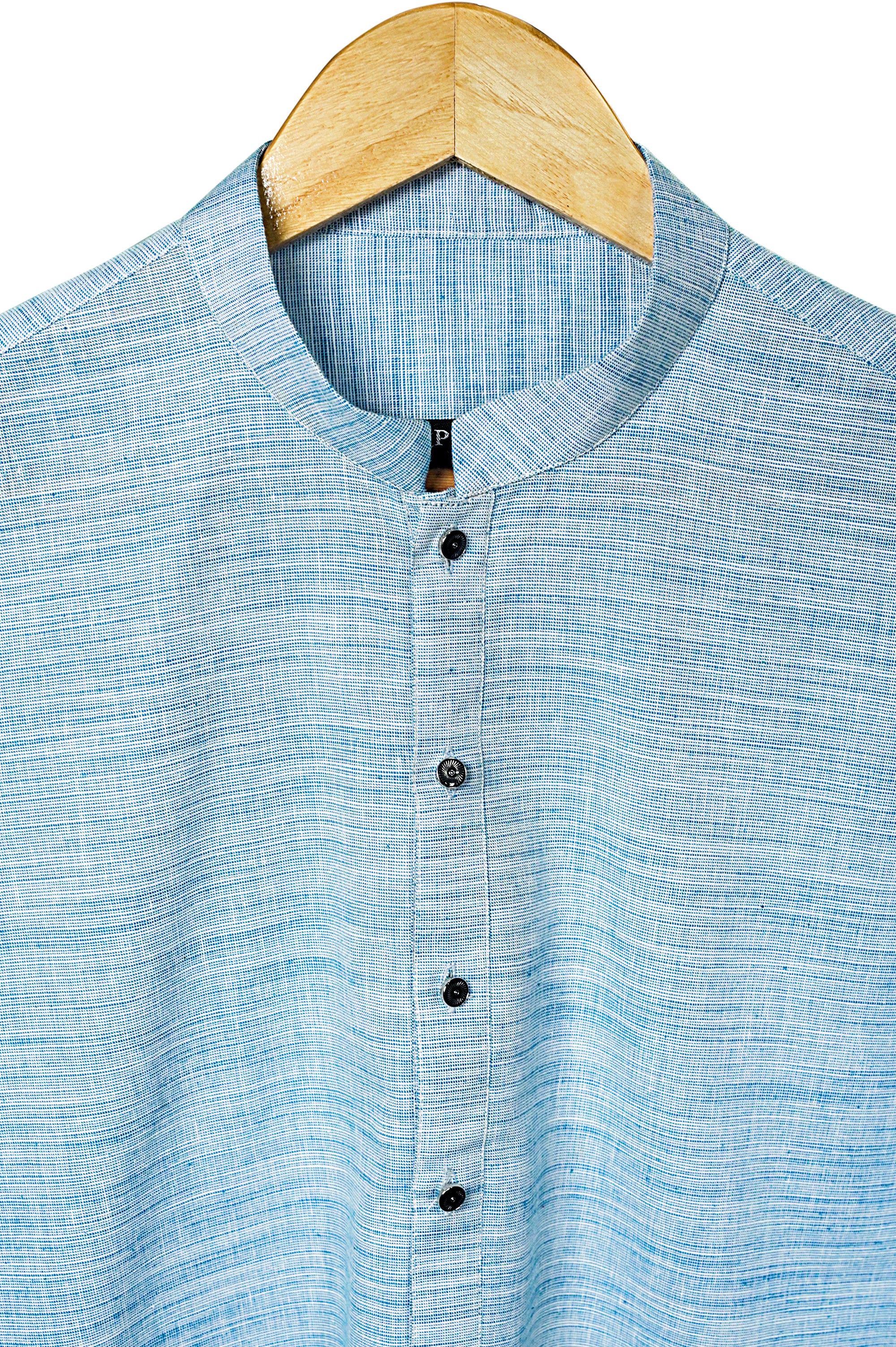 Texture Blue Linen Kurta – Project Linen
